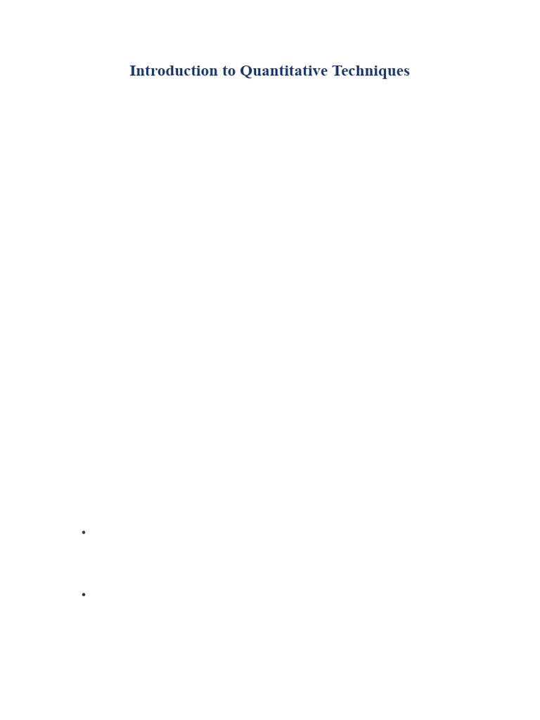 Introduction To Quantitative Techniques | PDF | Statistics | Analysis Of Variance