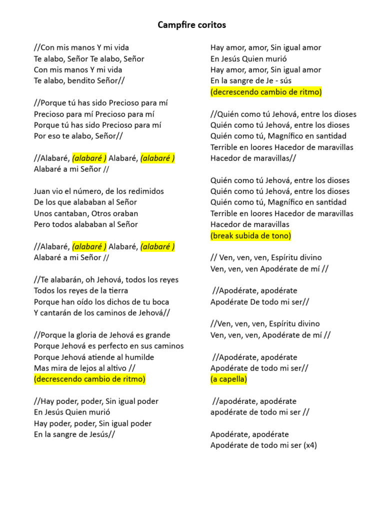 Campfire Coritos | PDF | Contenido bíblico | Creencia religiosa y doctrina