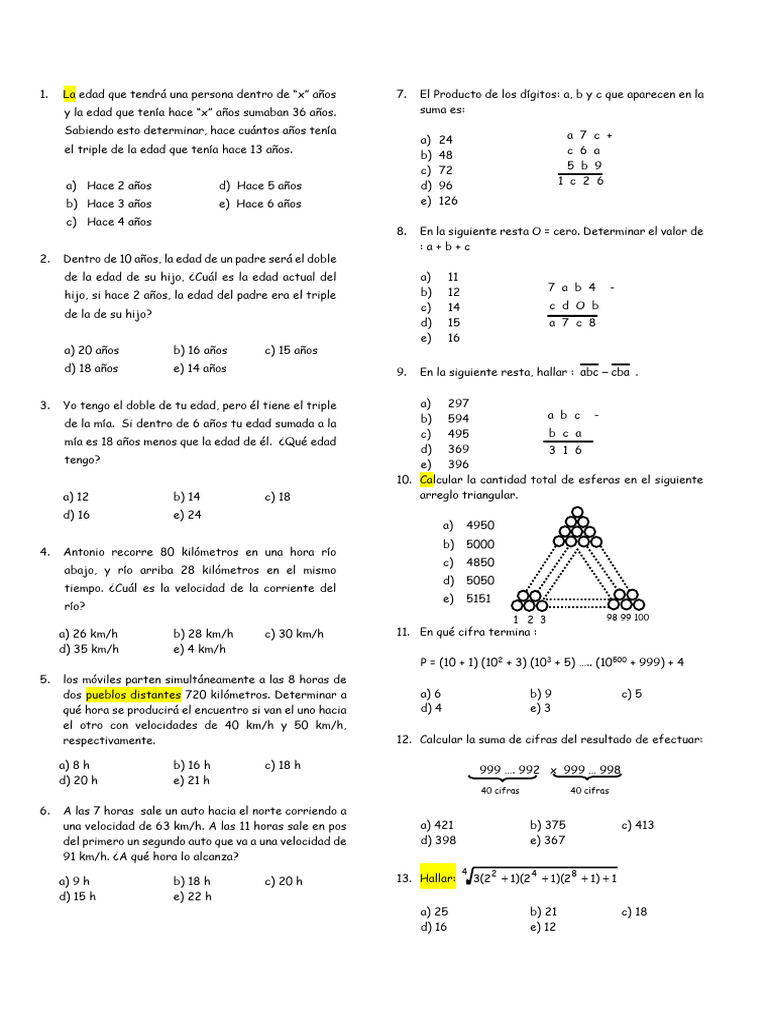 RM EJERCICIOS | PDF | Sustracción