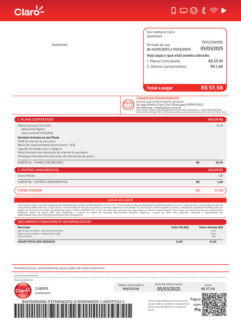 Boleto Claro 2025 | PDF | Bancos | Serviços financeiros