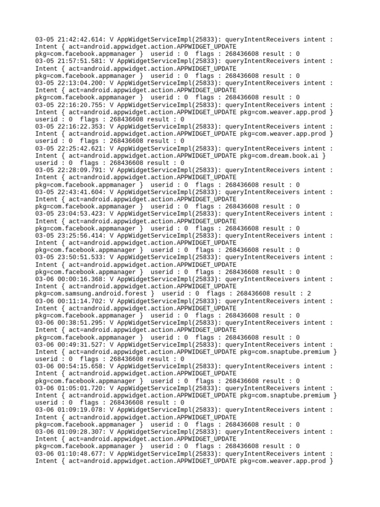 Appwidget History Log0 | PDF