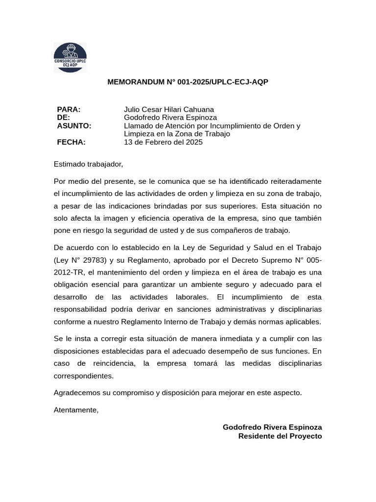Modelo de Memorandum | PDF