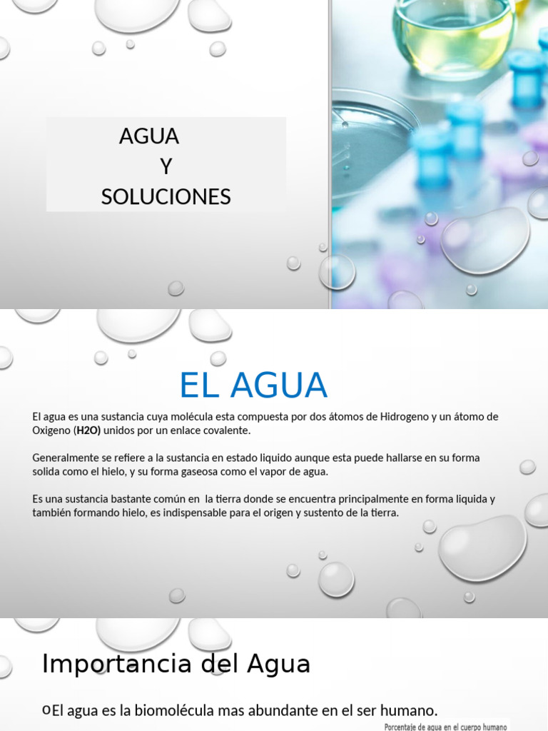AGUA Y SOLUCIONES | PDF | Propiedades del agua | Mole (Unidad)
