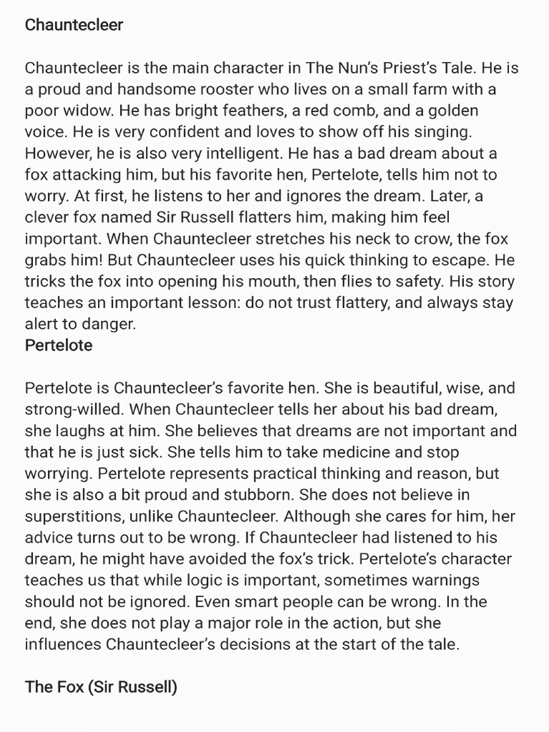 The Nun's Priest Tale | PDF