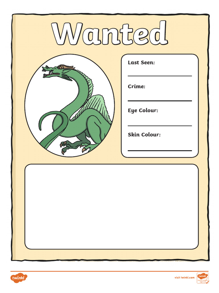 t t 4305 Dragon Wanted Poster Writing Frames Ver 1 | PDF