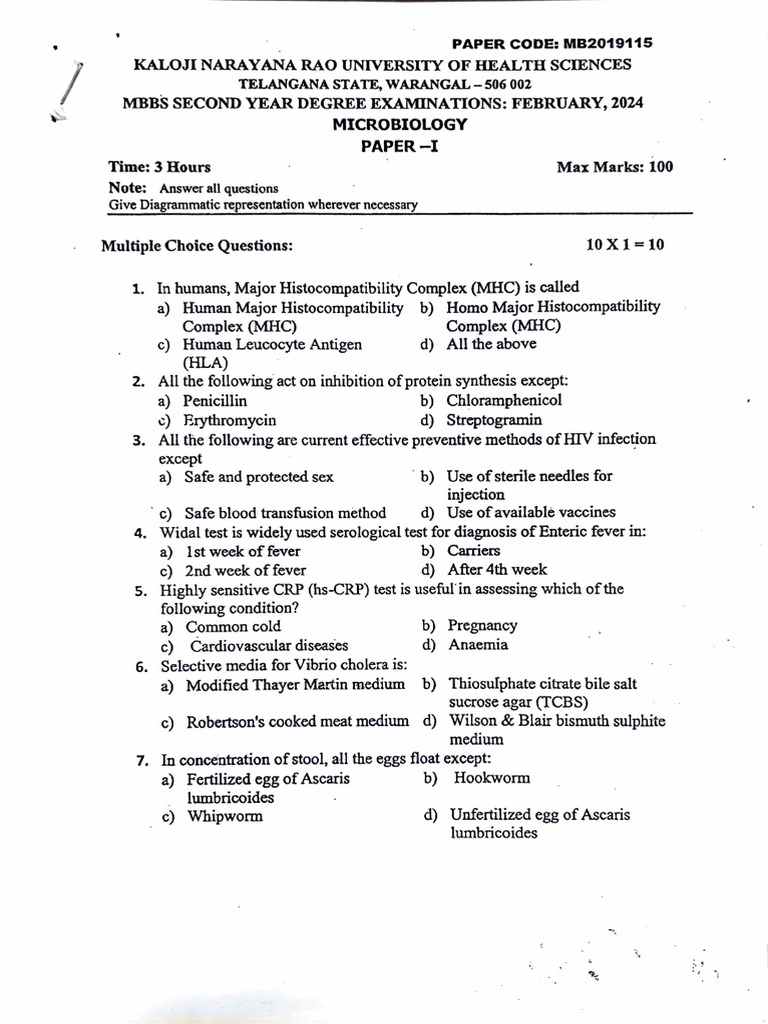 Micro Paper 1 | PDF | Infection | Hepatitis