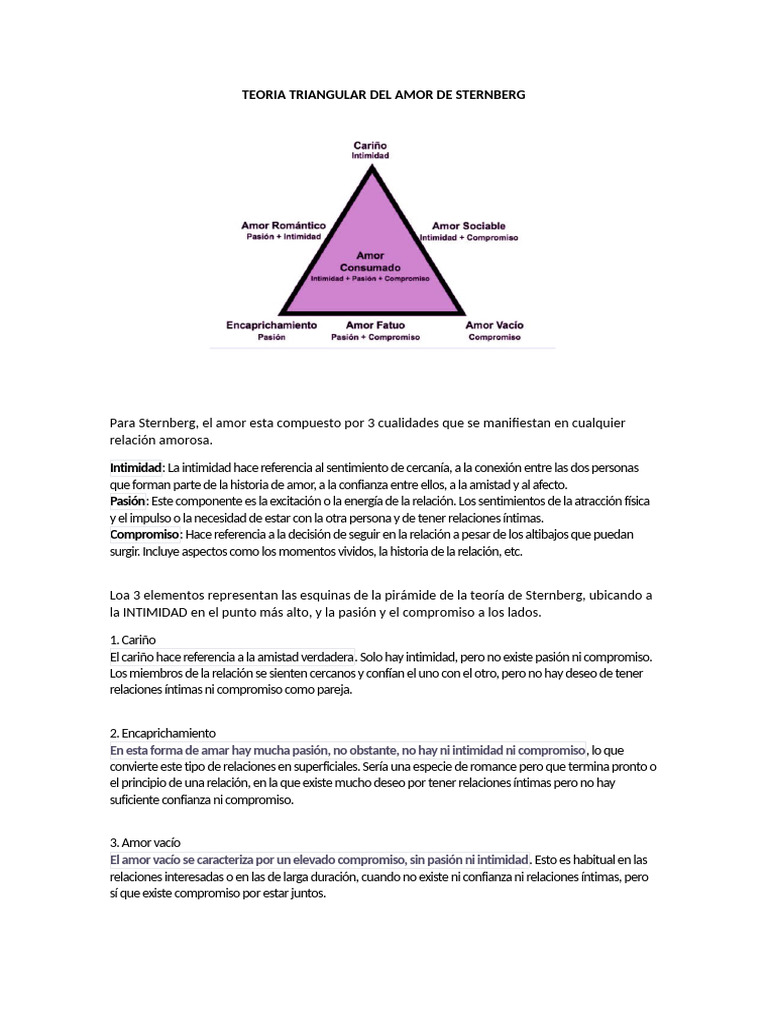 Teoria Triangular Del Amor de Sternberg | PDF | Amor | Romance (amor)