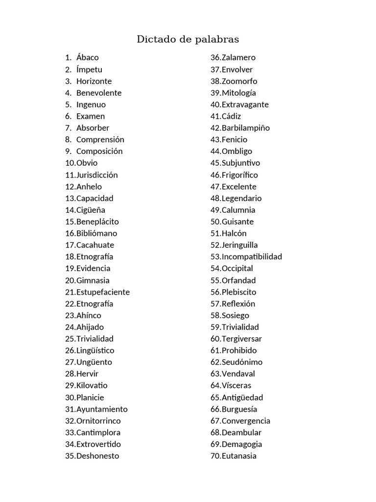 Dictado de palabras | PDF