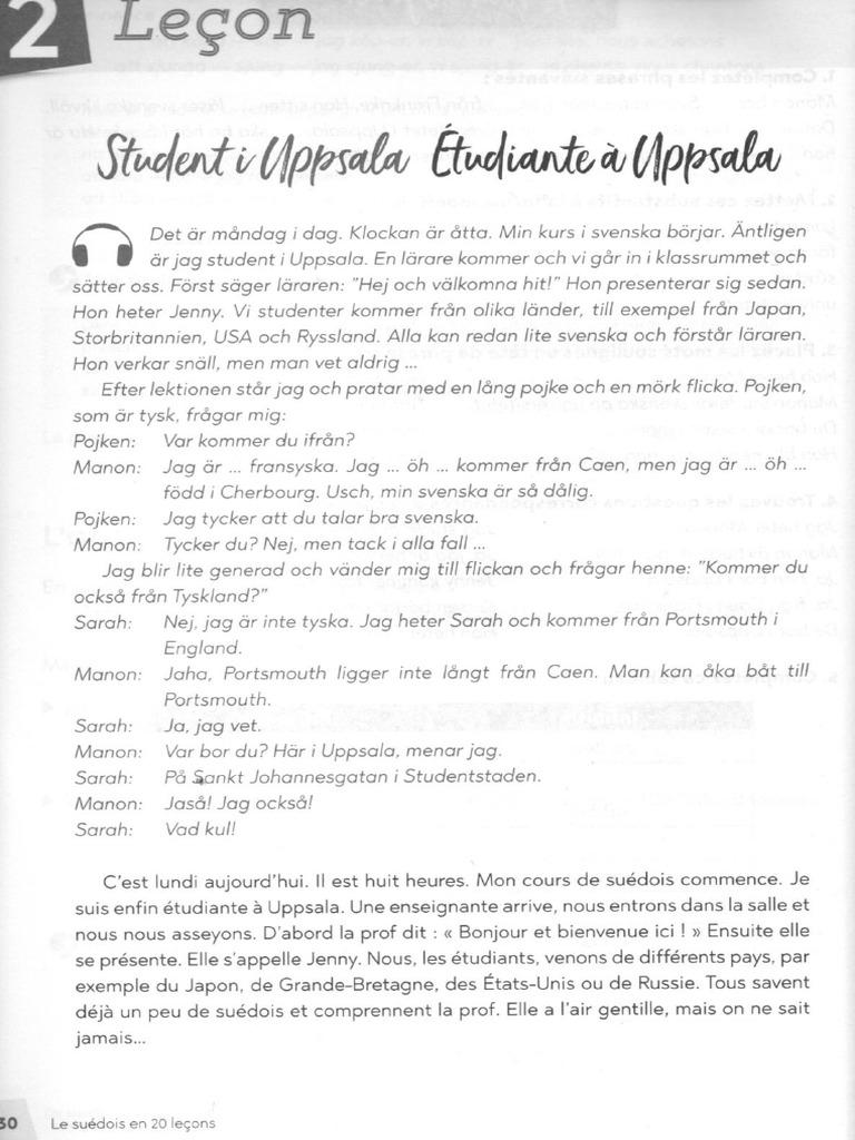 Le Suédois en 20 Leçons - Chapitre 2 | PDF