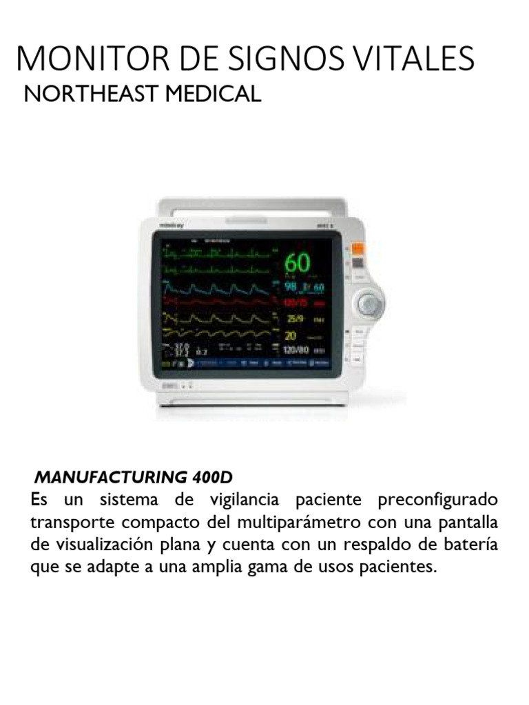 Monitor de Signos Vitales Compacto 400D | PDF | Monitoreo (medicina ...