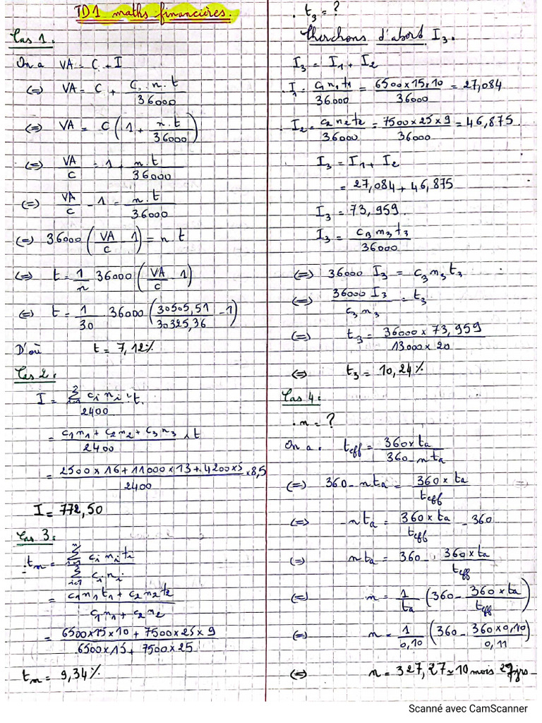 Correction td1,2,3,4 Maths Fin | PDF