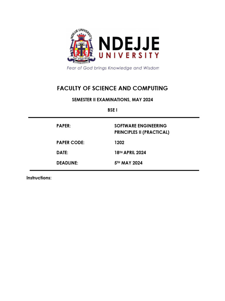 Software Engineering Principles II Exam - Practical (1) | PDF | System | Use Case