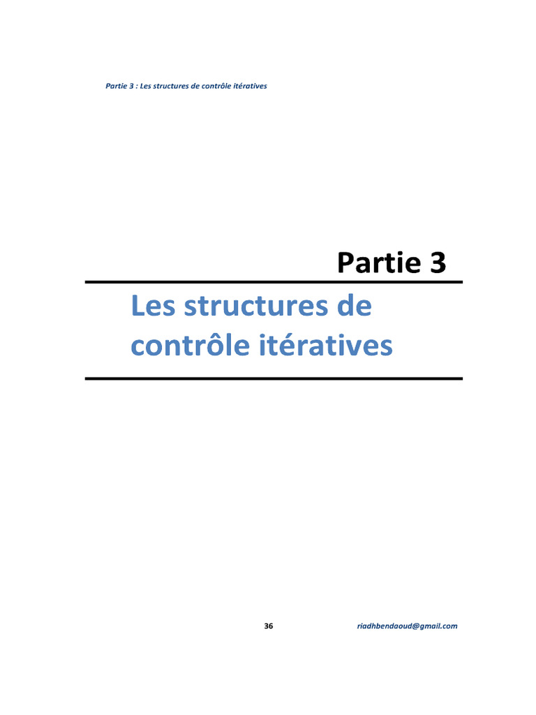 Partie 3 Les Structures de Contrôle Itératives | PDF