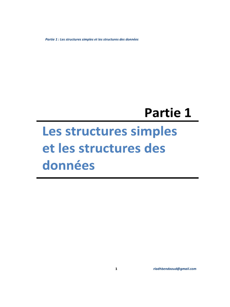 Partie 1 Les Structures Simples Et Les Structures Des Données | PDF