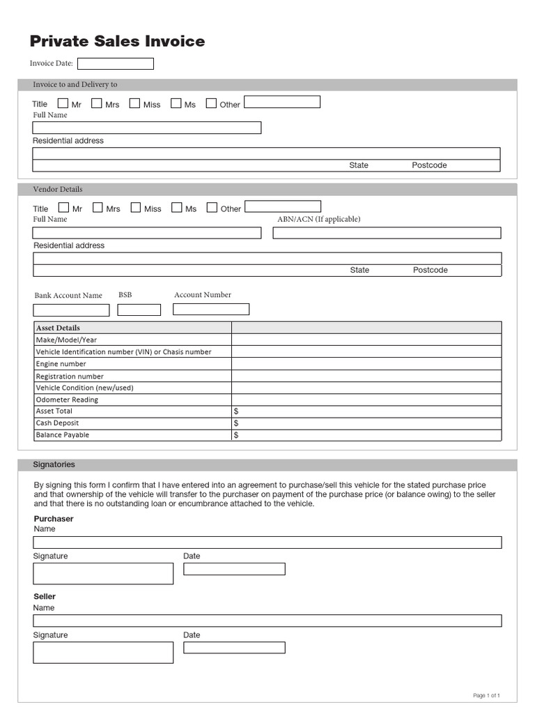 Private Sales Invoice | PDF
