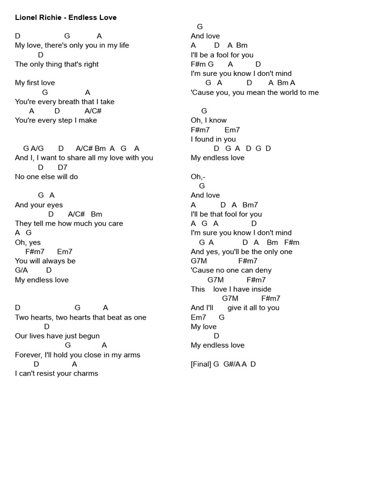 Lionel Richie - Endless Love | PDF