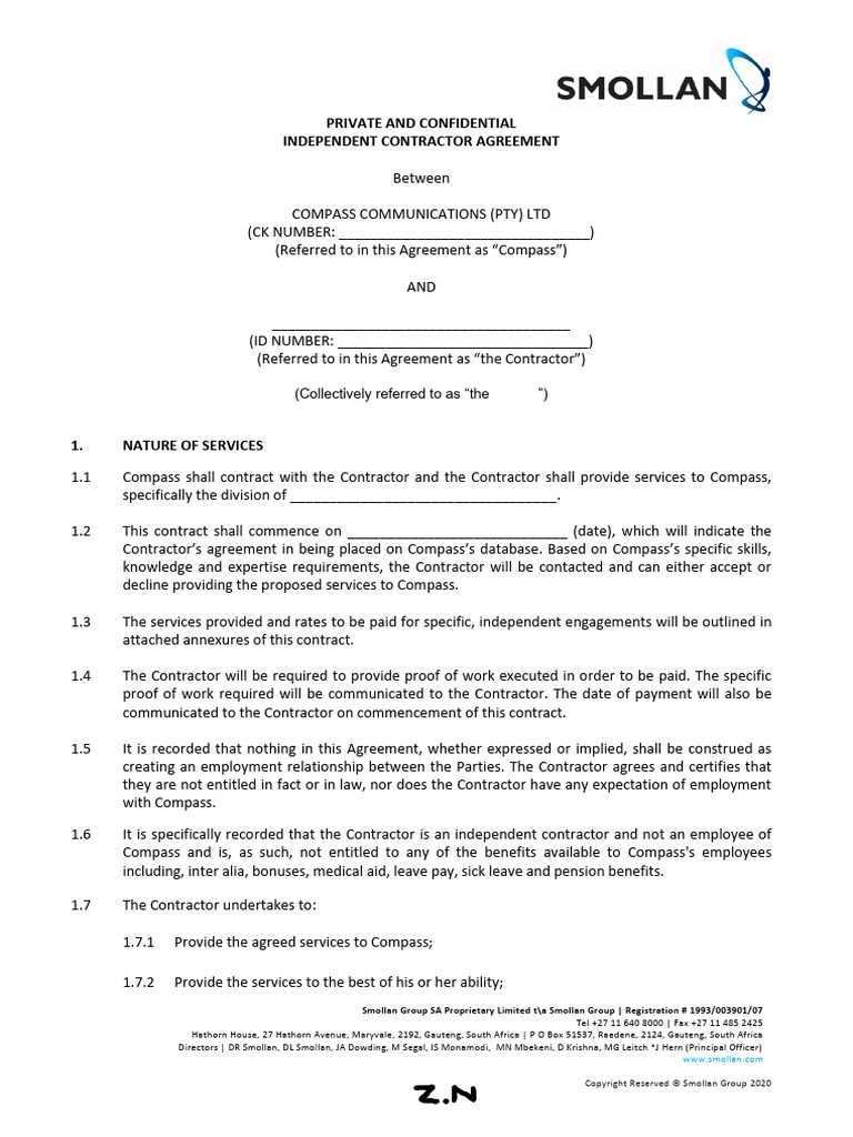 Independent Contractor Agreement (Draft) | PDF | Employment | Business