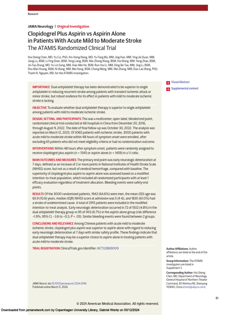 Clopidogrel_Plus_Aspirin_vs_Aspirin_Alone_in_Patients_With_Acute_Mild_to_Moderate_Stroke-The ...