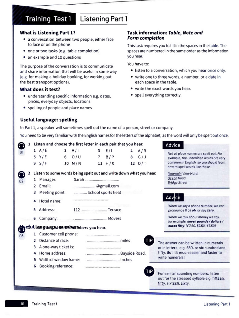 1. Listening Test 1 | PDF