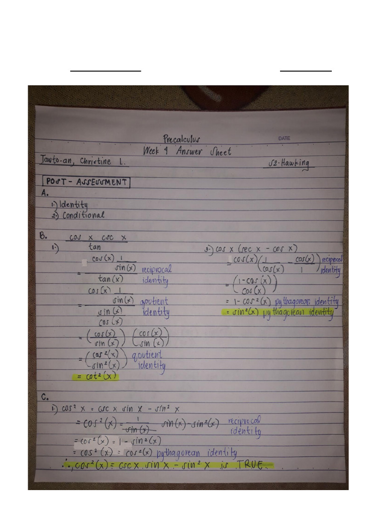 Precal (Q2W4) - Tauto-an | PDF