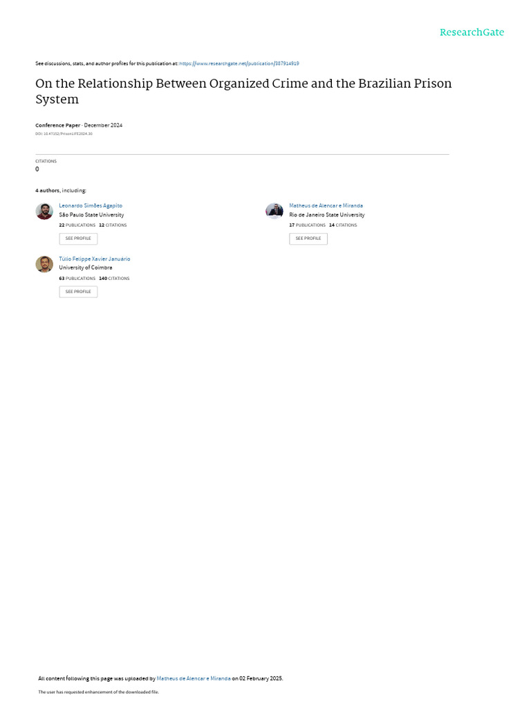 On The Relationship Between Organized Crime and The Brazilian Prison ...