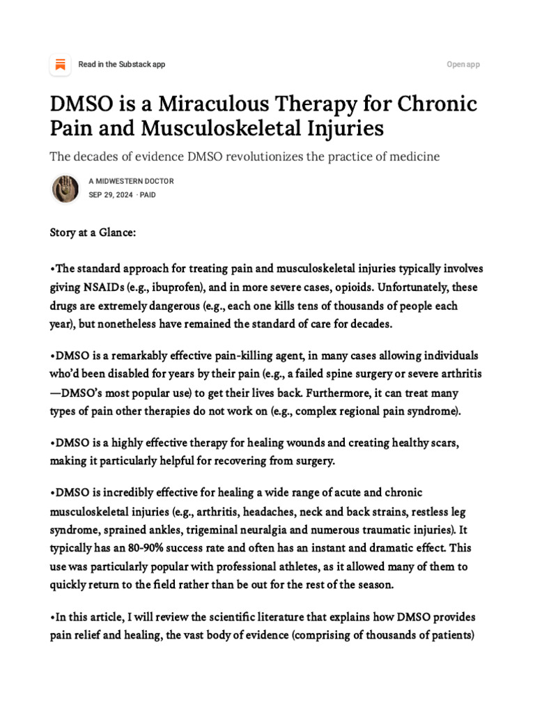DMSO Is A Miraculous Therapy For Chronic Pain and Musculoskeletal ...