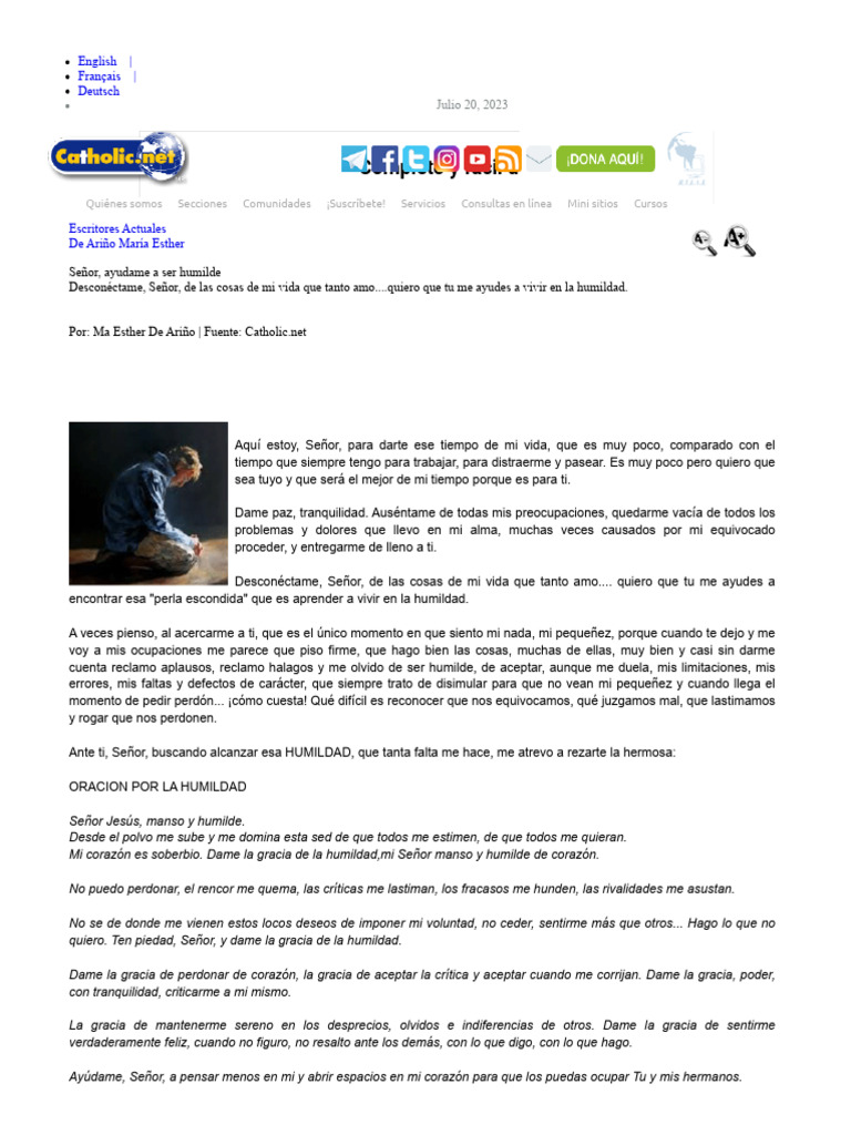 Señor, Ayudame A Ser Humilde | PDF | Espiritualidad | Adoración ...