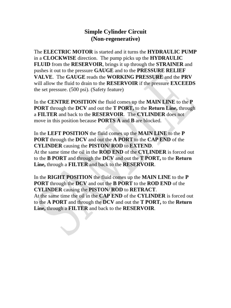 Simple Cylinder Circuit Description Sample | PDF