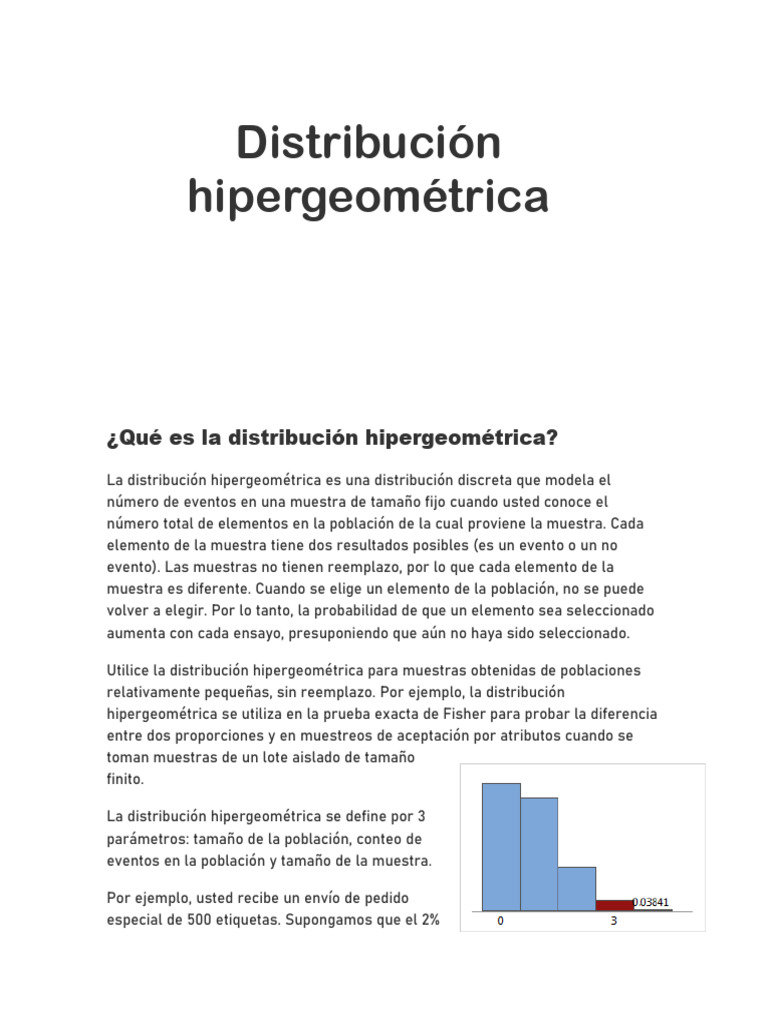 Distribución Hipergeométrica | PDF | Muestreo (Estadísticas) | Probabilidad