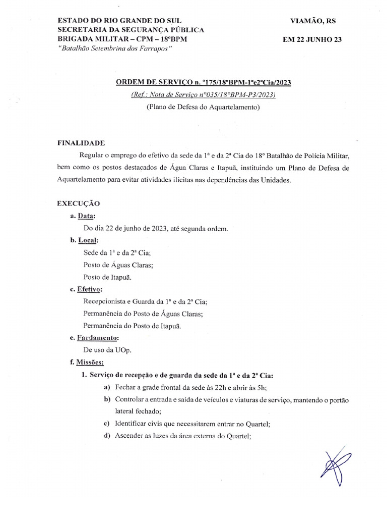 OSv 175 - Plano de Defesa CIA, PAC e Itapuã | PDF