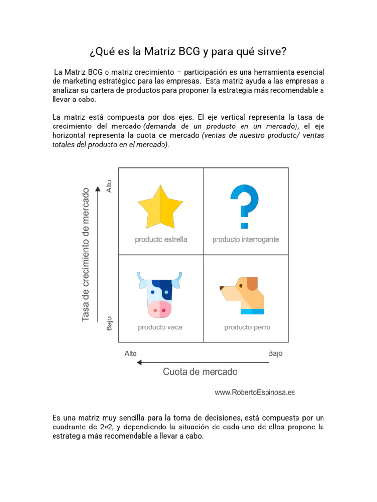 Matriz BCG: Definición y Uso | PDF | Coca Cola | Mercado (economía)
