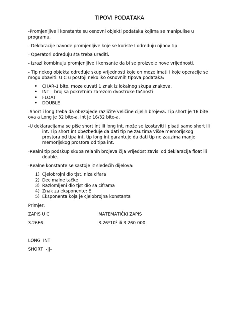 Tipovi Podataka | PDF