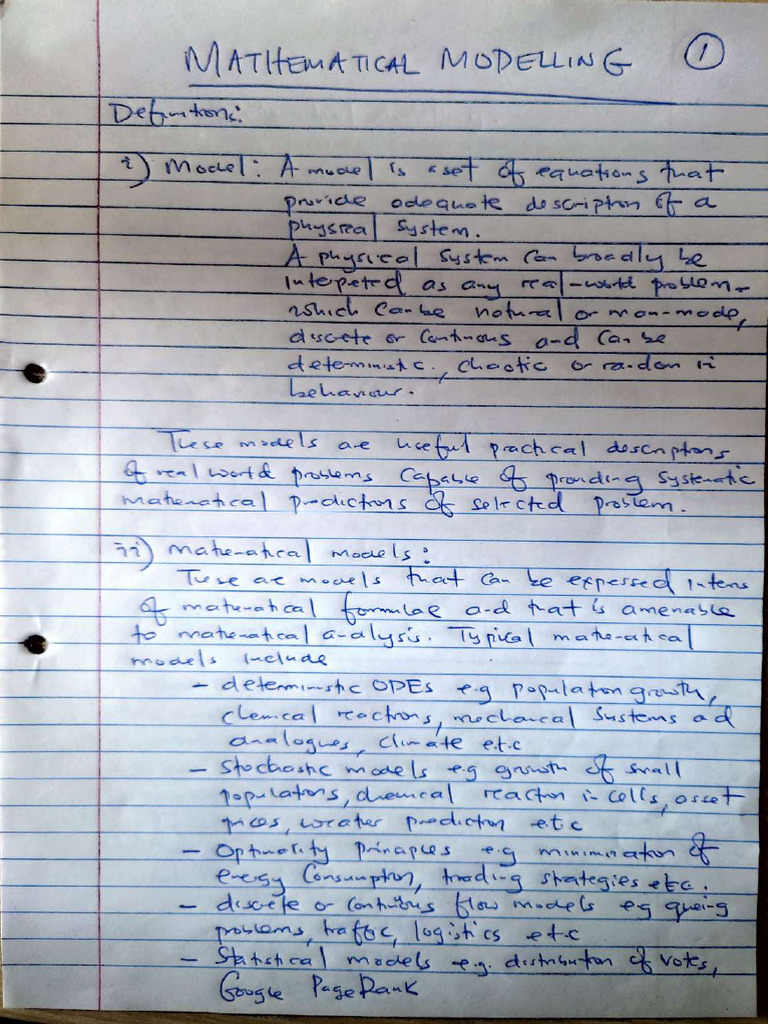 SMA 2325 Mathematical Modeling Set 1 Compressed | PDF