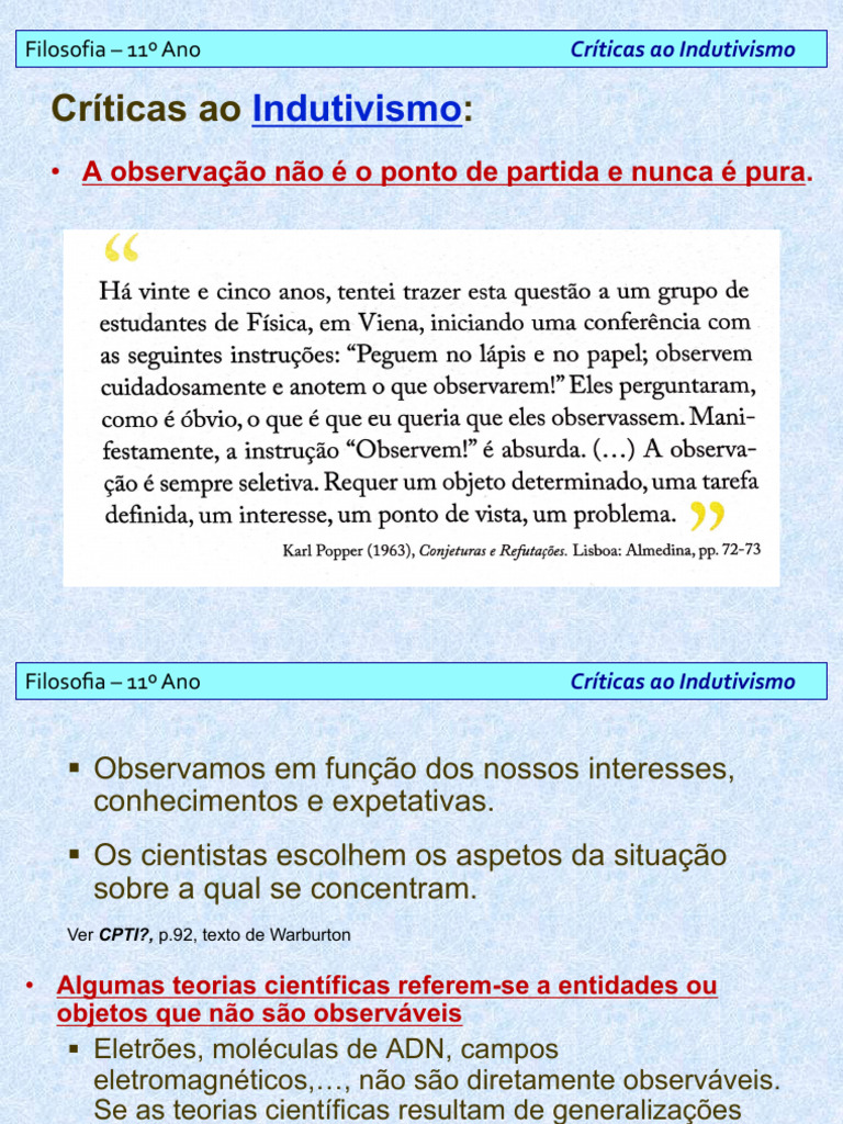 1 PPT Aula Popper Falsificabilidade 2 | PDF | Teoria | Método científico