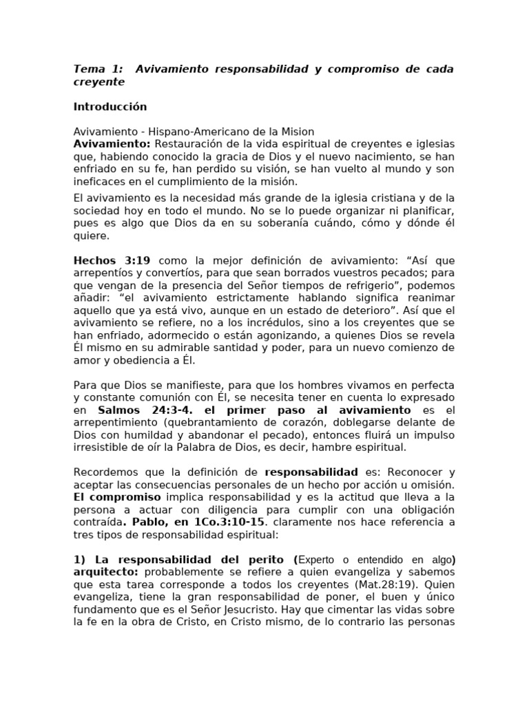 Avivamiento: Compromiso del Creyente | PDF | Pecado | Fe
