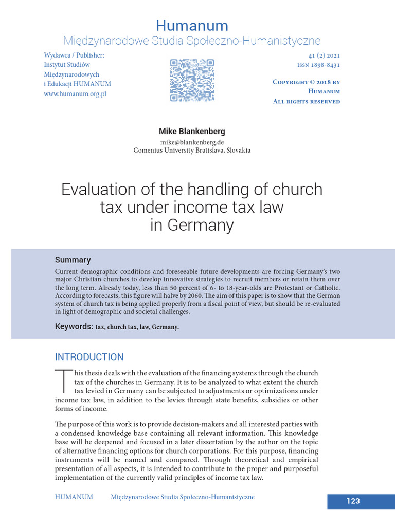 Evaluation of Church Tax | PDF | Taxes | Income Tax
