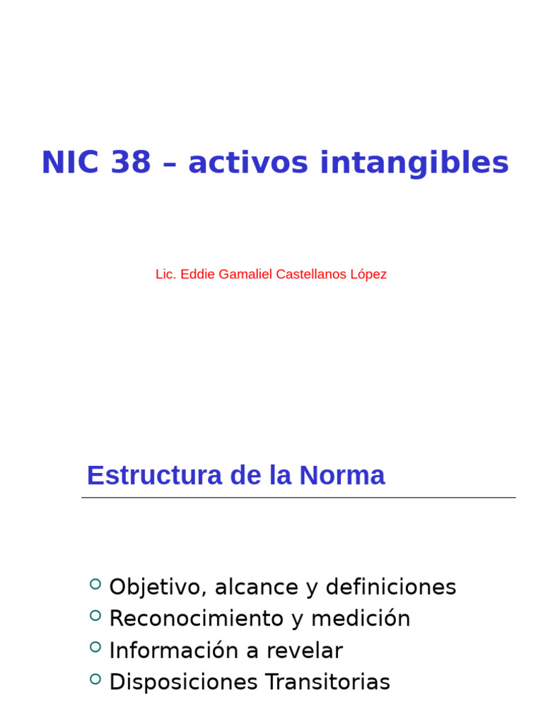 Nic 38 | PDF | Activo intangible | normas internacionales de INFORMACION FINANCIERA