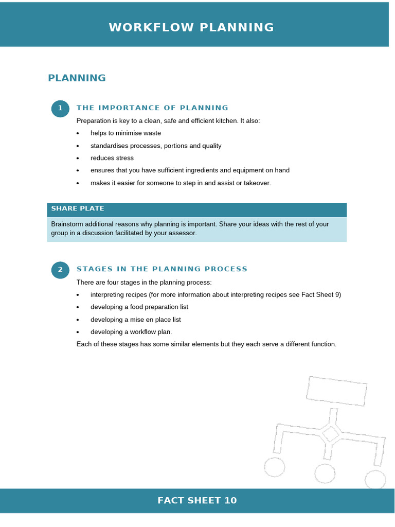 Fact Sheet 10 - Workflow Planning | PDF | Food And Drink Preparation ...