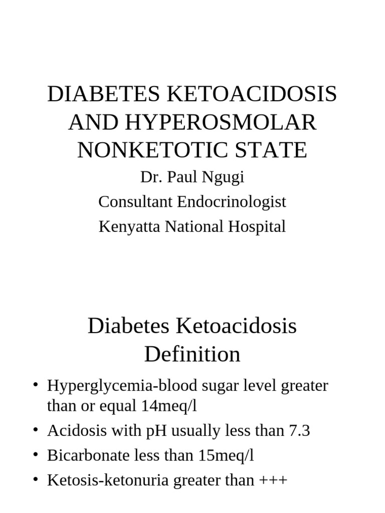 Diabetes Ketoacidosis and Hyperosmolar Nonketotic State | PDF ...