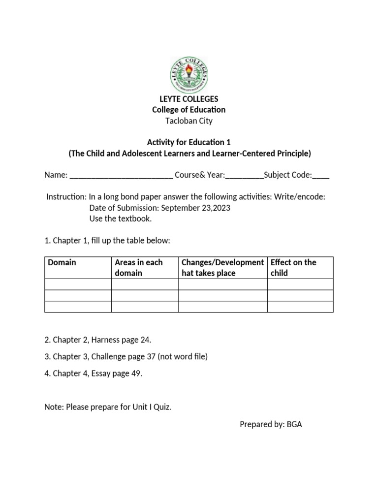 Activity For EDUC. 1 | PDF