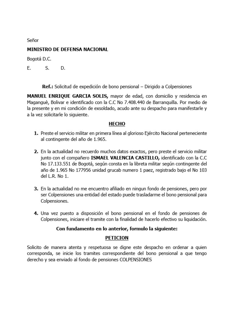 Solicitud B. Pensional | PDF