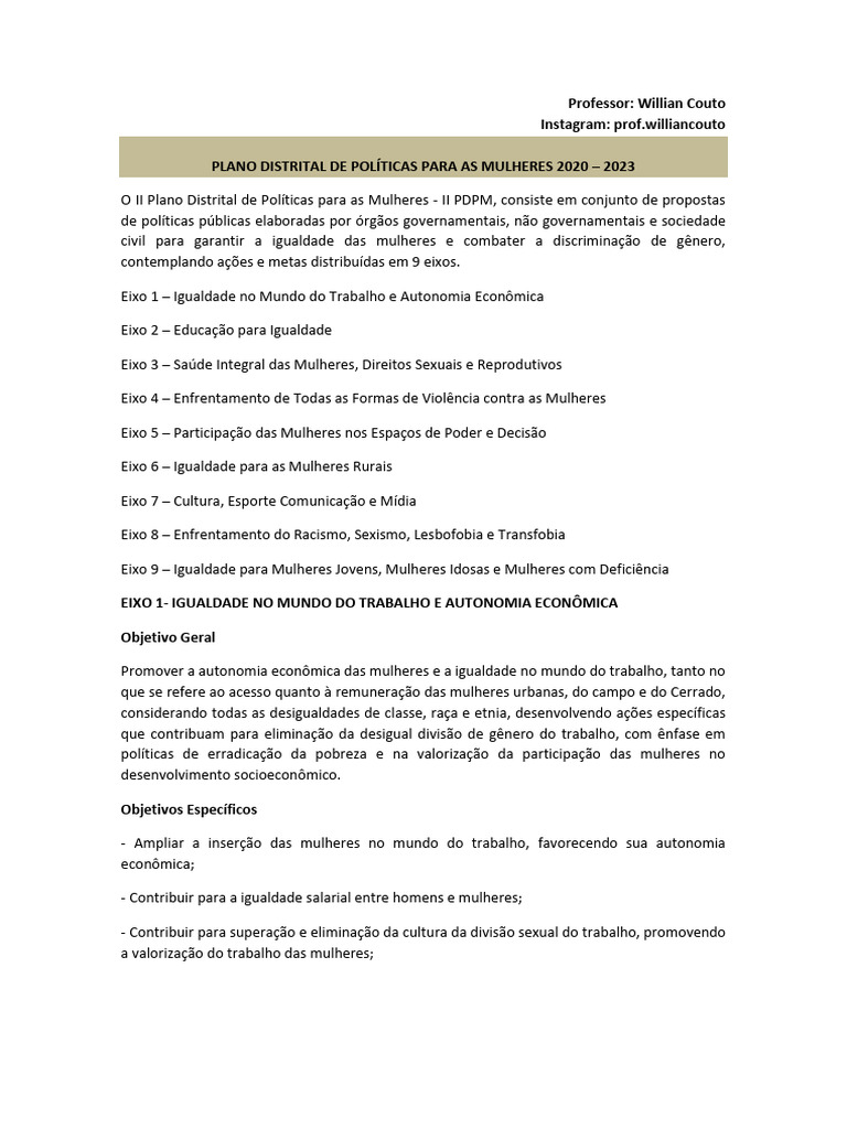 AULA 02 PDPM- impacto (1) | PDF | Estudos de Gênero | Igualdade de gênero