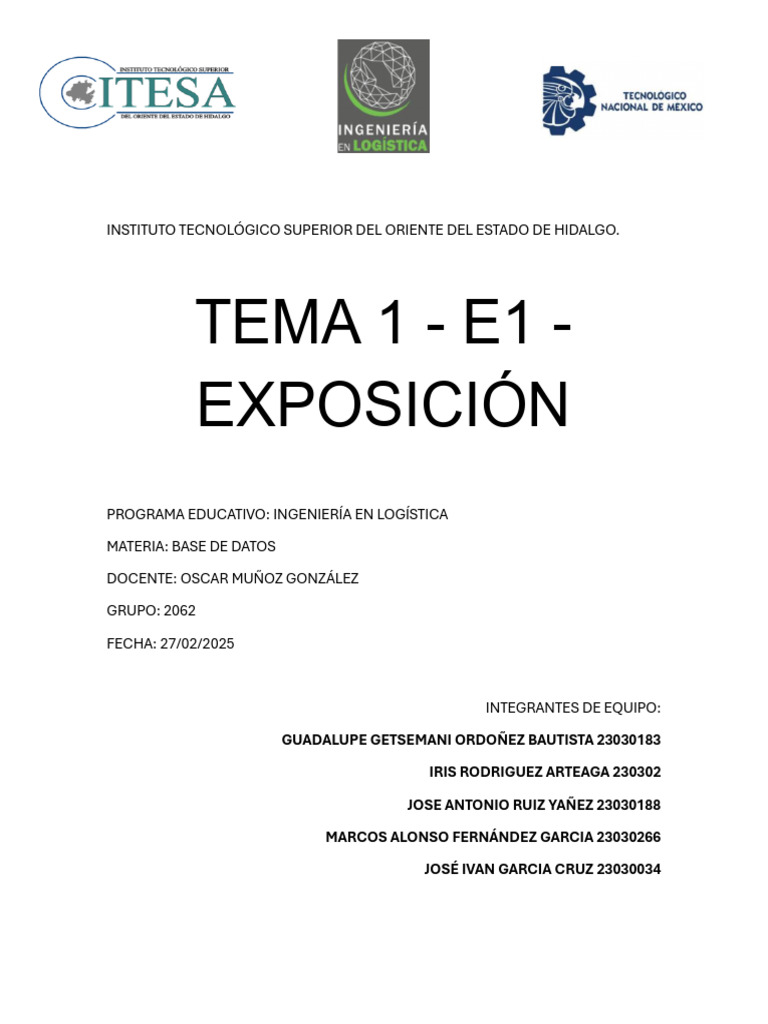 T1 - E1 - EXPOSICIÓN - EQUIPO 2 | PDF