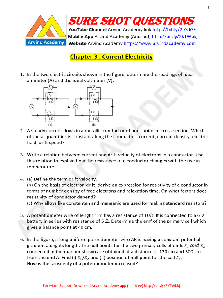 Questions Chap 3 Current Electricity - 80147 | PDF | Series And ...