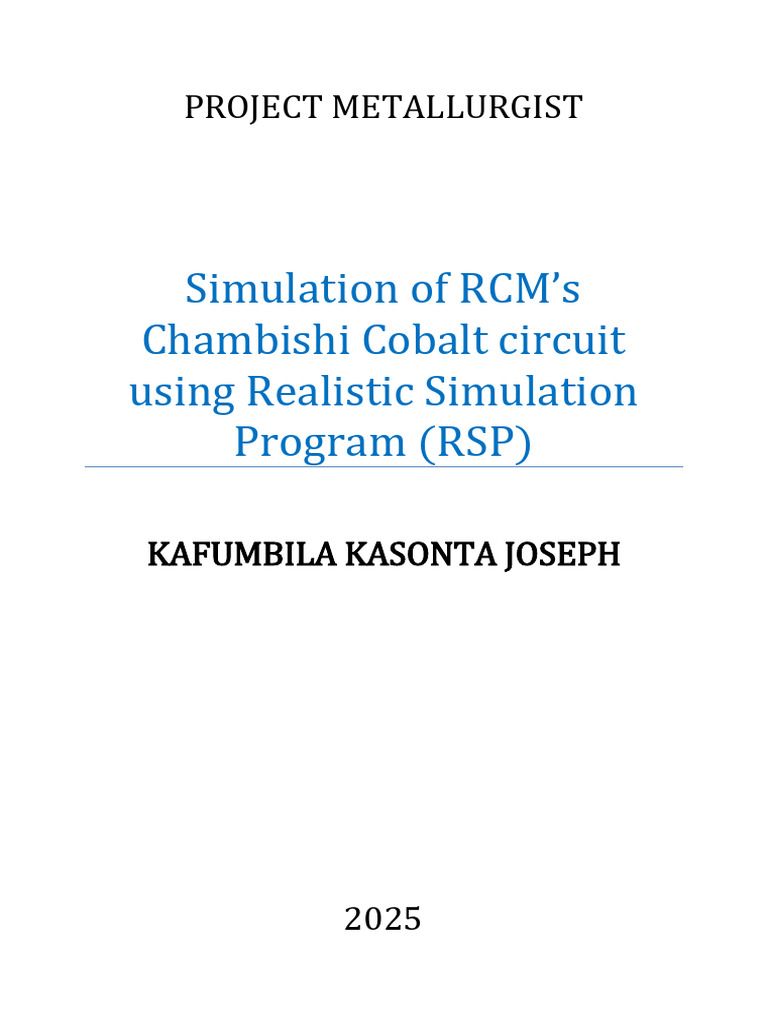 Chambishi Cobalt Circuit Simulation | PDF | Simulation | Manganese