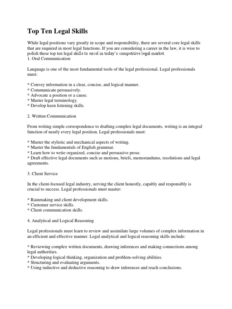 Top Ten Legal Skills | PDF | Logic | Reason