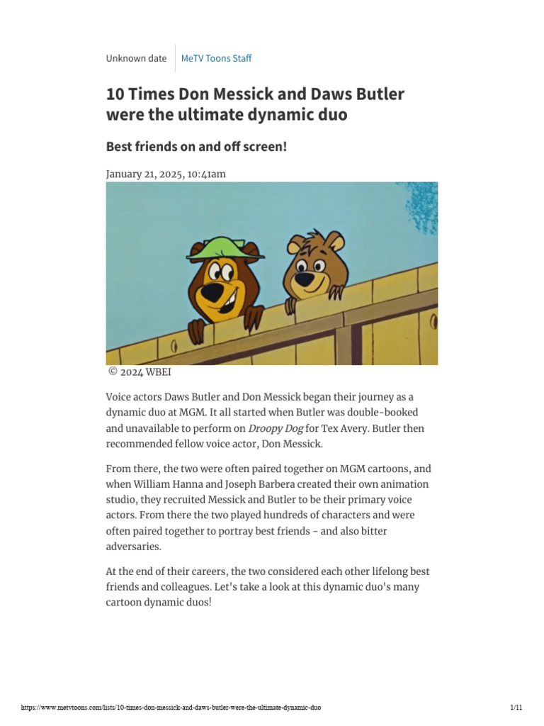 10 Times Don Messick and Daws Butler Were the Ultimate Dynamic Duo ...