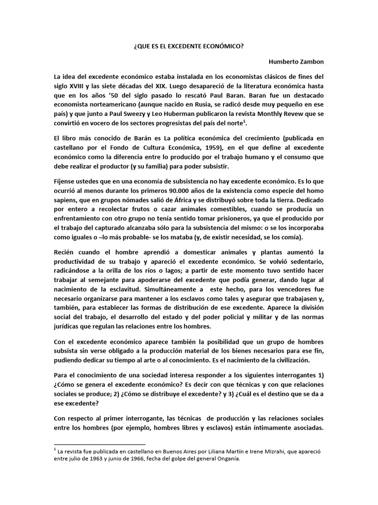 Excedente Económico: Orígenes y Destinos | PDF | Capitalismo ...