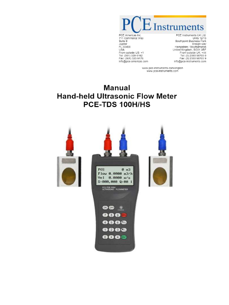 Manual Hand-Held Ultrasonic Flow Meter PCE - Manualzz | PDF