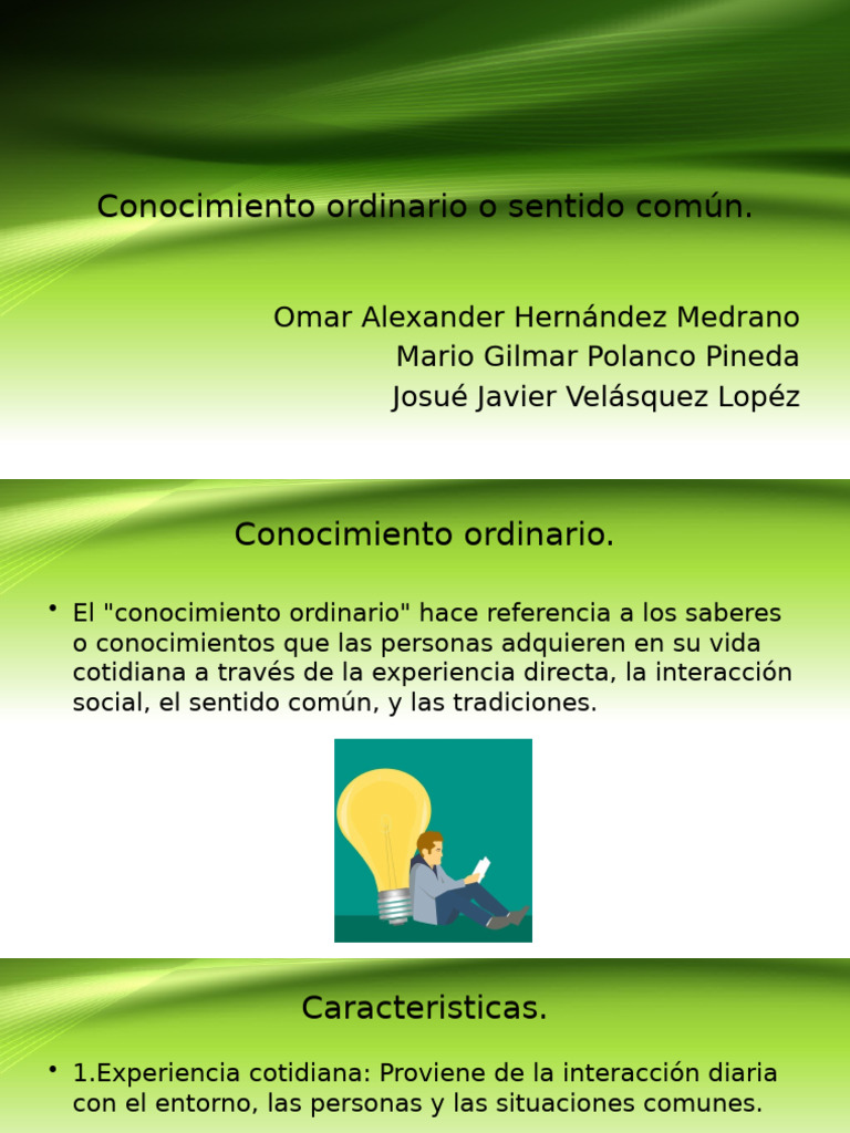 Conocimiento Ordinario o Sentido Común | PDF | Conocimiento | Sentido común